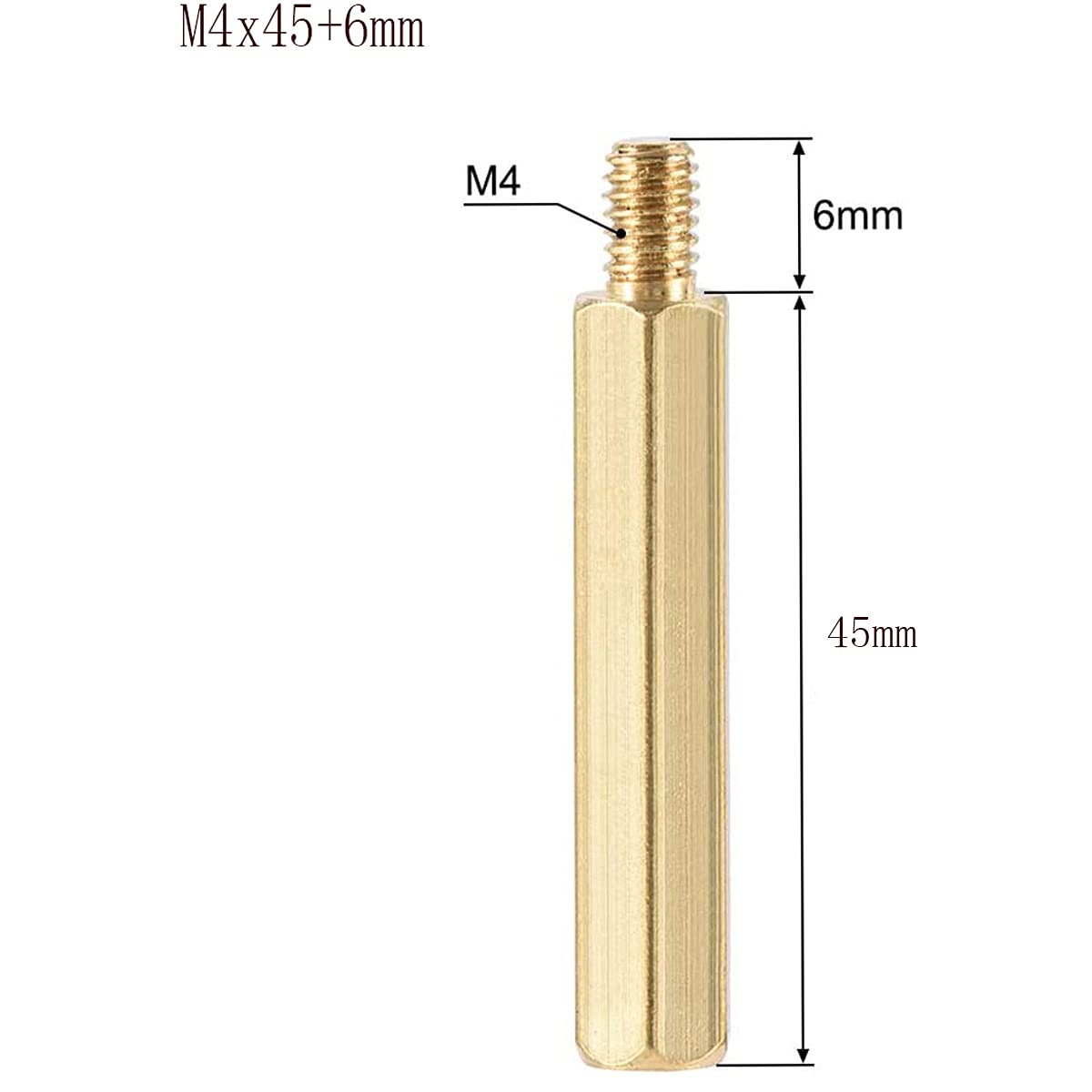 M4 x 45mm + 6mm Male to Female Thread Brass Hex Standoff Spacer Screws ...