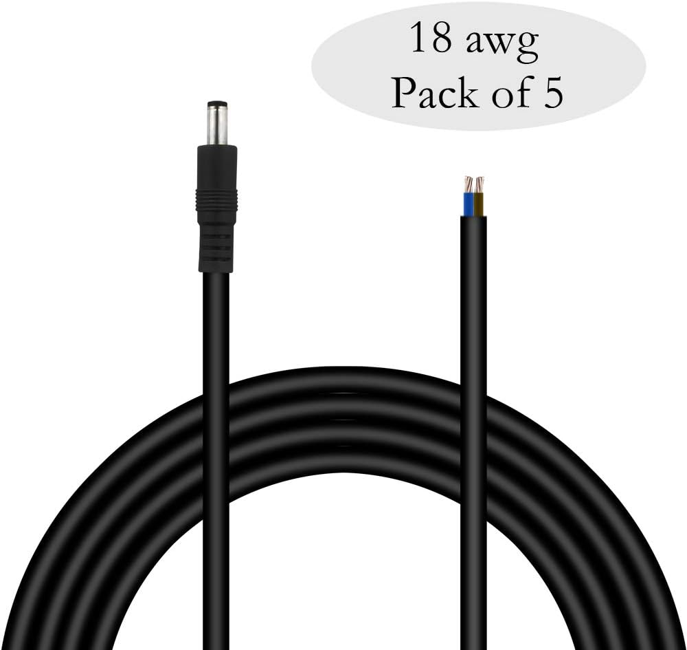 Amazon.com : 18 AWG DC Power Pigtail Cable, 2.1mm x 5.5mm Barrel Plug ...