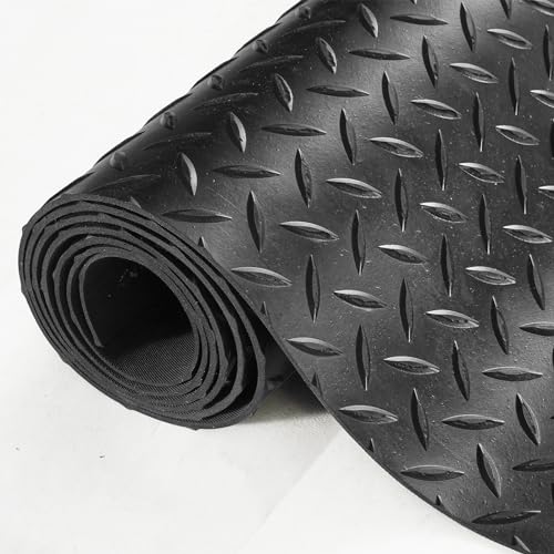 VEVOR Diamond-Plate Rubber Flooring Roll, 3 mm x 4 ft x 8 ft Garage ...