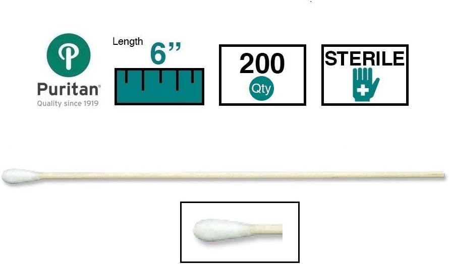Puritan Medical 6″ Sterile Standard Cotton Swab w/Wooden Handle – 25 ...