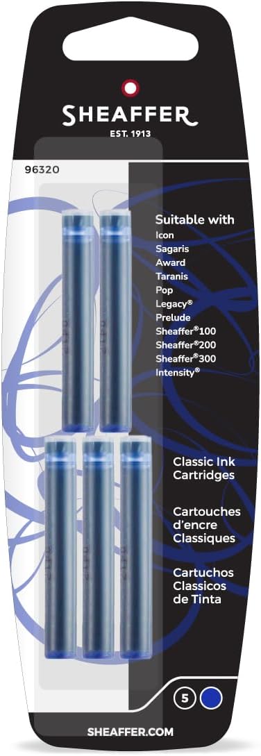 SHEAFFER Pack of 5 - Classic Blue Ink Cartridges : Amazon.in: Office ...