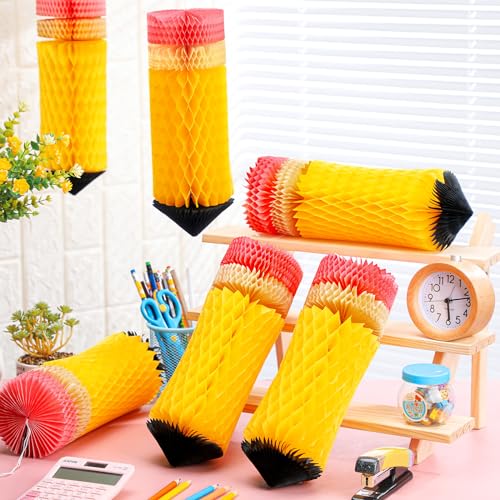 Snapklik.com : 12 Pcs Pencil Hanging Honeycomb Back To School Classroom ...