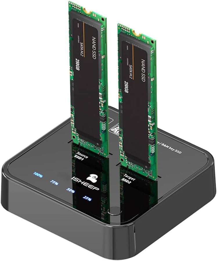 ISHEEP SATA M.2 SSD Duplicator, SATA M.2 to Type C Hard Drive Docking ...