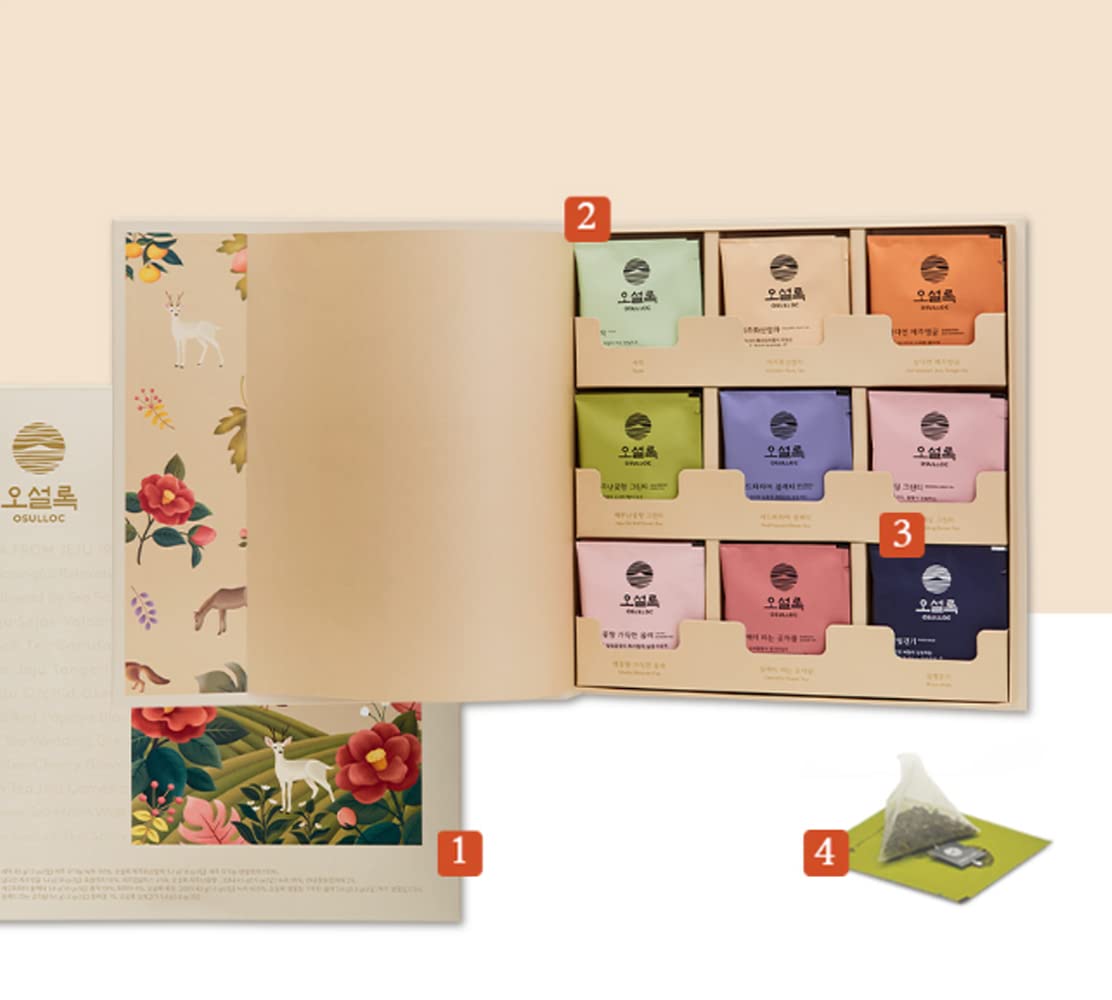 O-sulloc Secret Tea Story Gift Set - 27 Pyramid Tea Bags, 9 Tea ...