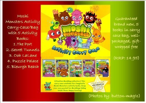 MOSHI MONSTERS ACTIVITY CARRY CASE -5 Activity Books Gift Set ...