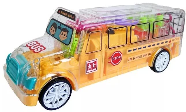 Goyal's Transparent Gear School Bus Concept Toys - 360° Rotating ...
