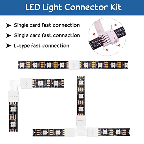 SIYINGSAERY LED Light Connector Kit, 5050 RGB 10mm 4 Pin Led Strip ...