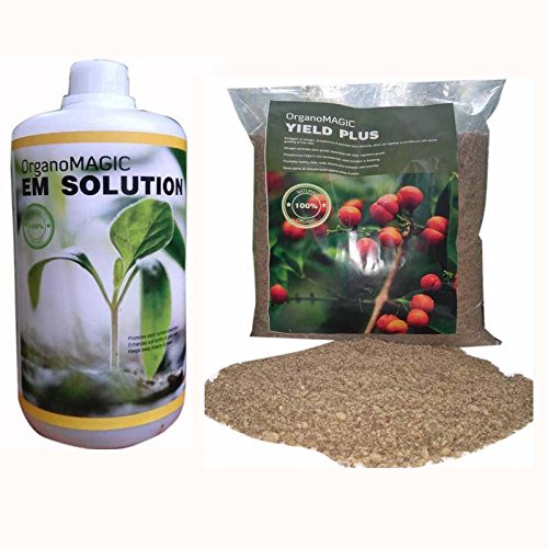 Organo Magic EM solution 1Ltr and Yield plus Fertilizers 1kg(Combo of ...
