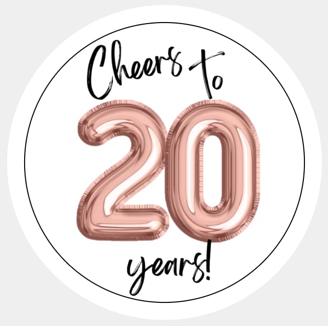Amazon.com: Cheers To 20 Years Stickers, 20th Anniversary Rose Gold ...