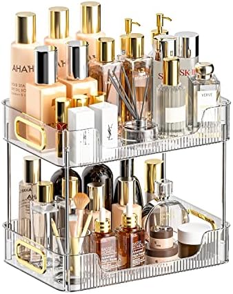 Amazon.com: Devokimi Bathroom Organizer Countertop, Rotating Makeup ...