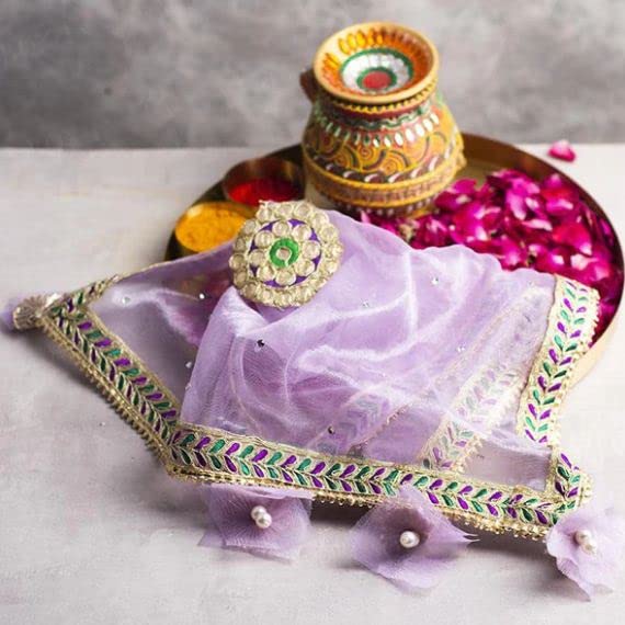 Poorti Enterprises Shagun Thaal Cover Pure Organza with Embroidered ...