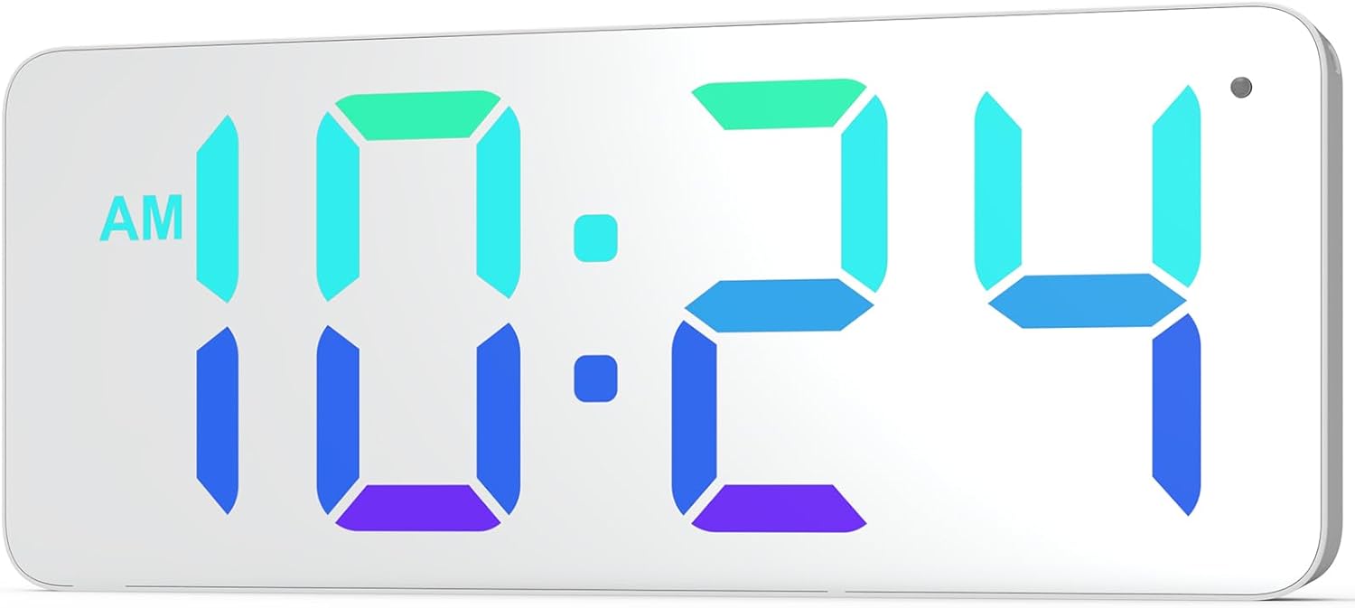 Amazon.com: XUANZIT LED Digital Wall Clock with RGB Display, Mirror ...