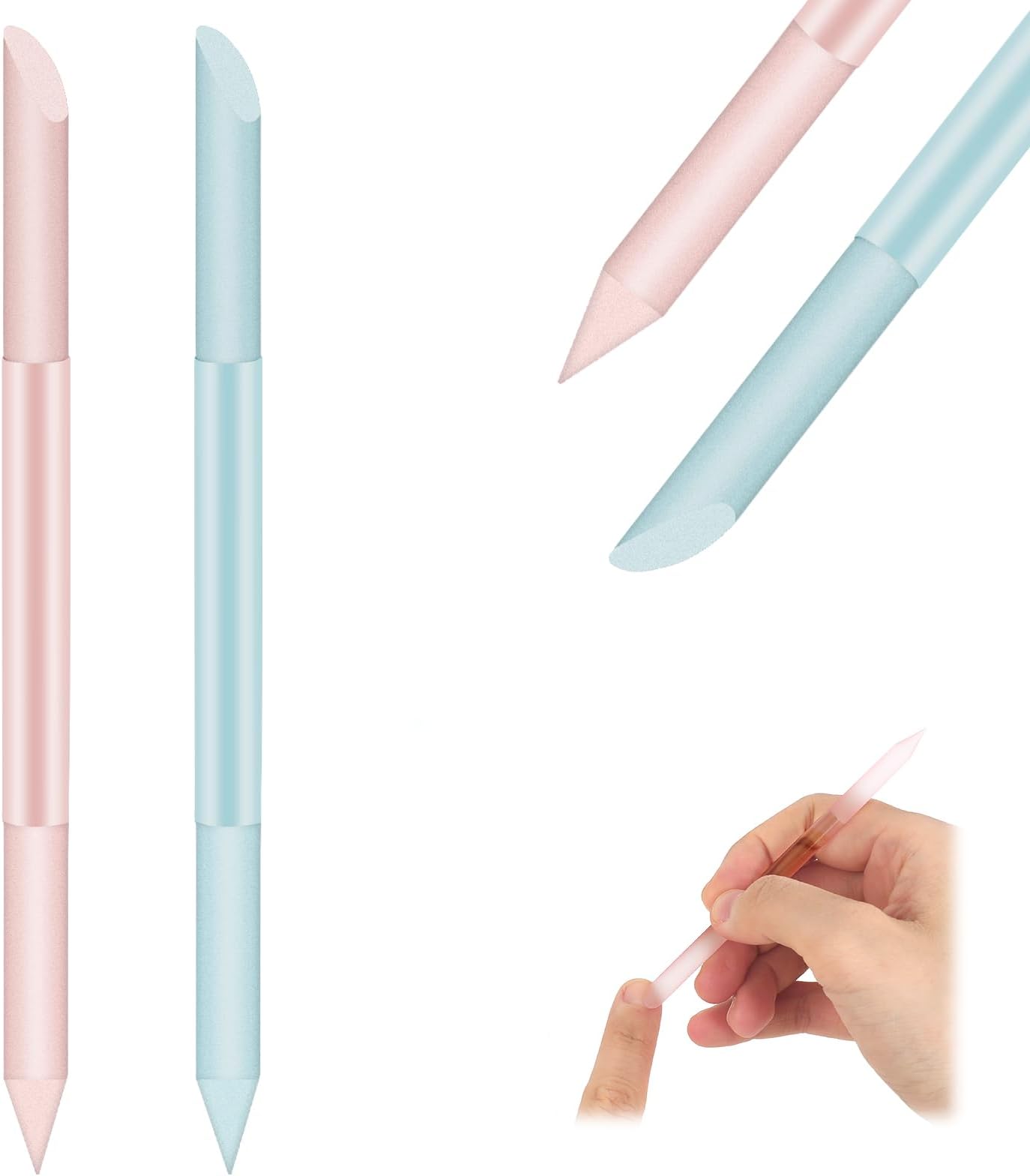 Amazon.com : 2 PCS Glass Cuticle Pusher with Leather Case, Dual-Ended ...