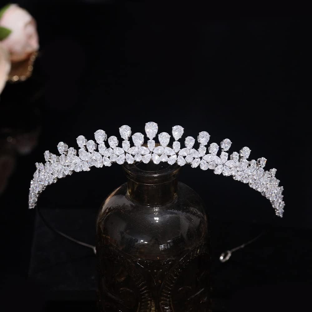 Amazon.com: Aoligrace Small Cubic Zirconia Wedding Tiaras for Women ...
