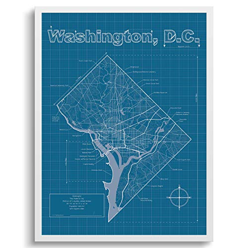 Amazon.com: Washington DC Map Washington DC Wall Art Map Blueprint ...