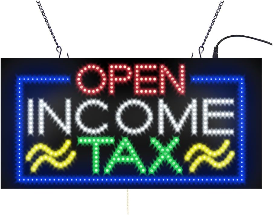 Amazon.com : LED Open Income Tax Sign, Open Business Signs for Tax ...