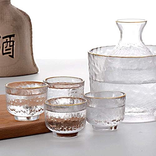 Amazon.com | BOLLAER Sake Pot Set, Japanese Cold Sake Glasses, Clear ...