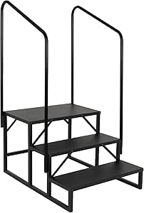 LUCKUP 3 Step RV Stairs with Handrails- Non Slip Hot Tub Steps Portable ...