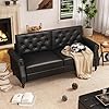 Amazon.com: FiveWillowise Black Couch, 73-inch Sofa, Faux Leather ...