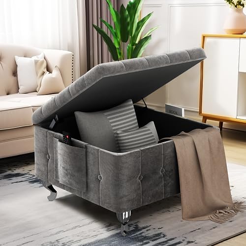 Amazon.com: HUIMO Square Storage Ottoman,Ottoman Coffee Table with ...