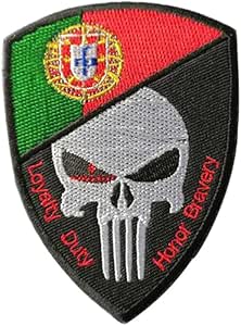 Amazon.com: Uijokdef 1 PCS Skull and Portugal Flag Patches Hook and Loop Embroidered Tactical ...