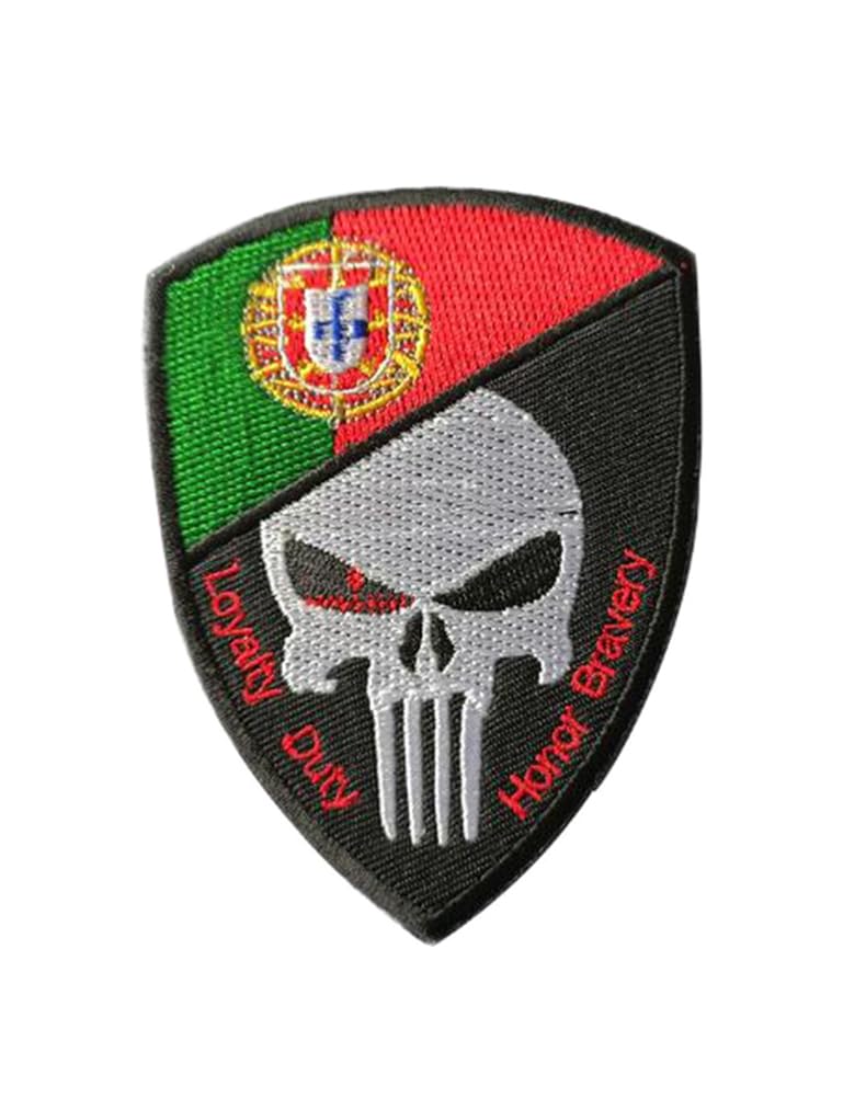 Amazon.com: Uijokdef 1 PCS Skull and Portugal Flag Patches Hook and Loop Embroidered Tactical ...