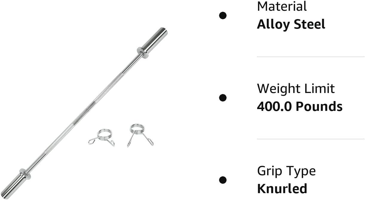 Threaded Chrome Barbell Bar 1-2 Inch Barbell Diameter with Ring Collars ...