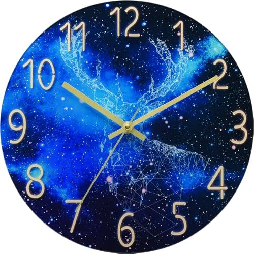 LONBUYS Starlit/Starry Sky/Night Sky Wall Clock 30CM Silent Non-Ticking ...