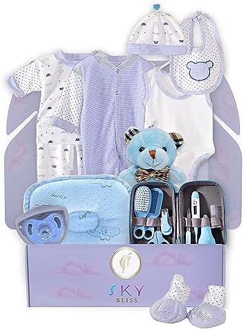 Amazon.com : Sky Bliss 20 Piece Baby Gift Set (Blue), Newborn Baby Gift ...