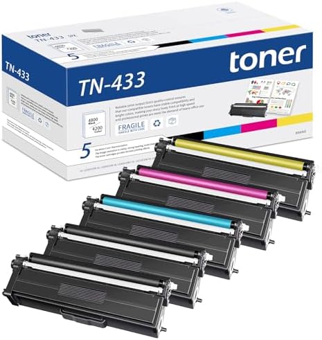 Amazon.com: Ksuellpwr TN433 TN 433 Toner Cartridge 5-Pack Replacement ...