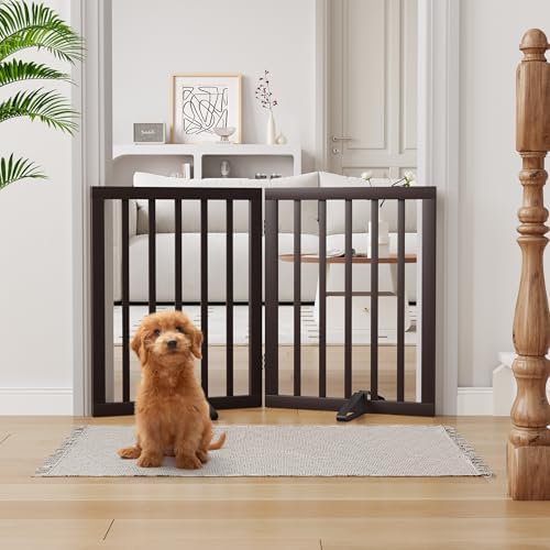 Amazon.com : Semiocthome Bamboo Dog Gates Indoor 2-Panel Freestanding ...