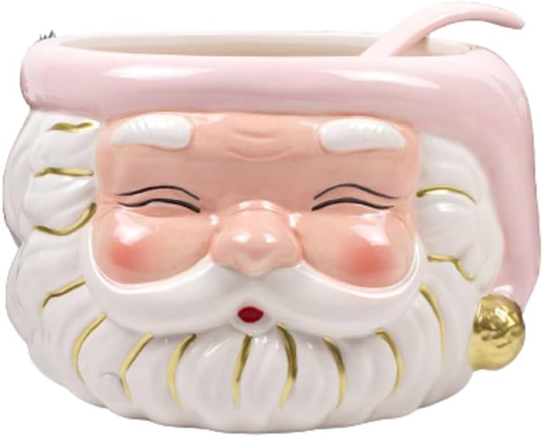 Amazon.com | 8 Oak Lane Home Decor Pink Christmas Santa Punch Bowl ...