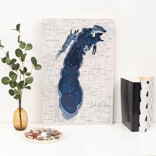 Amazon.com: Wooden Lake Plan House Decor Wood Lake Map Wall Decoration ...