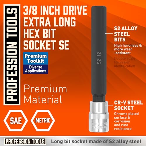 Snapklik.com : Amartisan 20-Piece 3/8" Extra Long Allen Hex Bit Socket Set