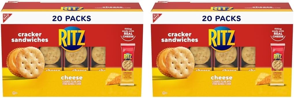 Amazon.com : RITZ Cheese Sandwich Crackers, 20 Snack Packs (6 Crackers ...