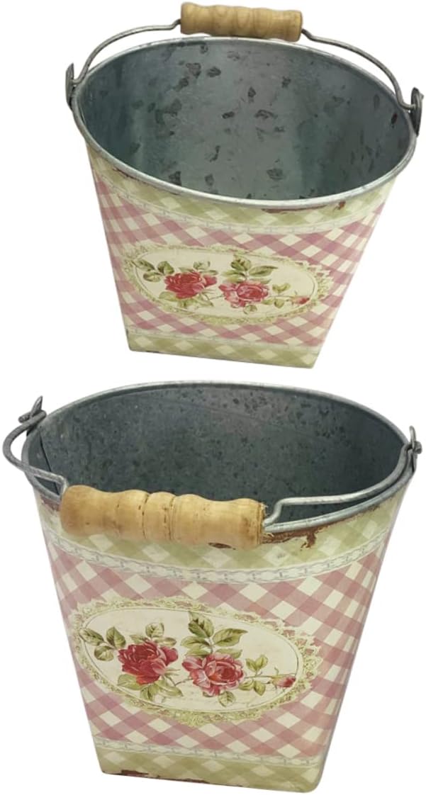 Amazon.com: Parliky 2Pcs Iron Flower Pots with Handles Rustic Metal ...