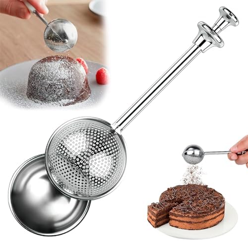 Flour Duster for Baking, Stainless Steel Sieve Powder Ball Telescopic ...