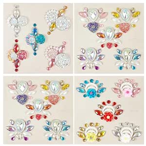 Amazon.com : 20Pcs Face Gems Stickers with Women Girls Diamond Forehead ...