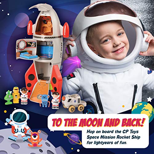 CP Toys Space Mission Rocket Ship Toy, Includes Astronaut Figurines ...