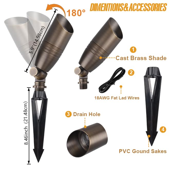 Snapklik.com : Onisdin Brass Wired Landscape Light, Low Voltage ...