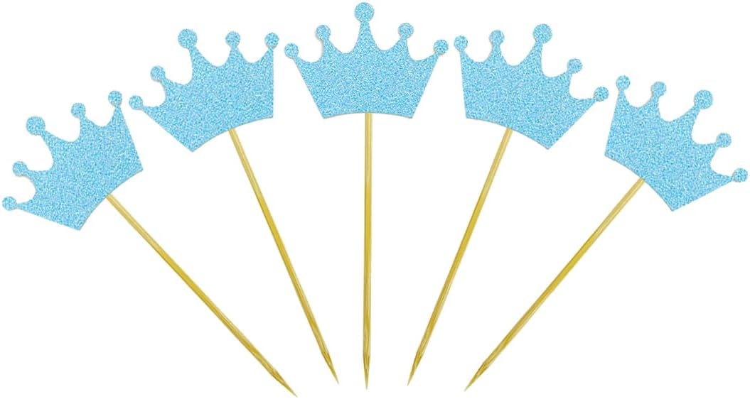 Amazon.com: 60 Pcs Glittery Crown Cupcake Toppers, Royal Crown Fruit ...