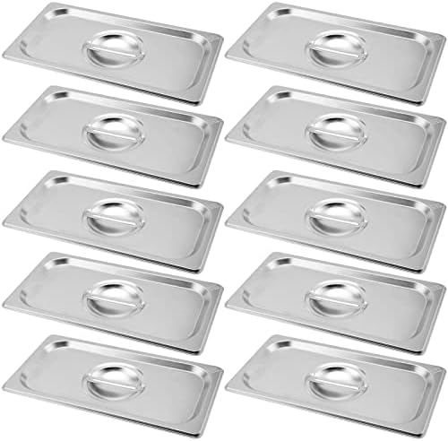 TAICHEUT 10 Pack 1/3 Size Stainless Steel Steam Table Lid, Hotel Pans ...
