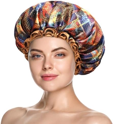 Amazon.com : mikimini Large Shower Cap for Women Long Hair,Mystery ...