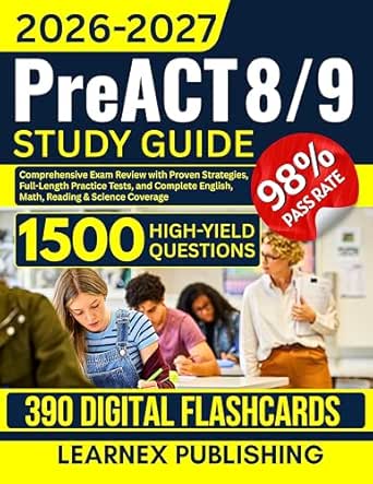 PreACT 8/9 Study Guide 2026-2027: Comprehensive Exam Review with Proven Strategies, Full-Length ...