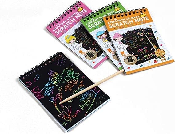 Levin Rainbow Scratch & Sketch Note Pads, Rainbow Scratch Mini Notes ...