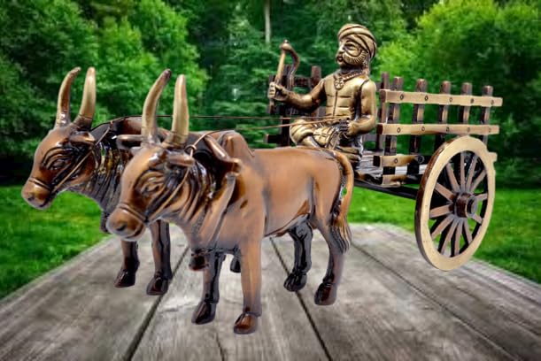 Buy Puja N pujari Brass Vintage Indian Village Bullock Cart,Cow Bull ...