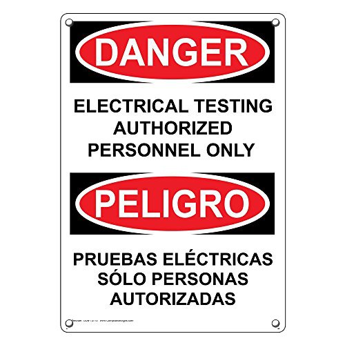 Weatherproof Plastic Vertical OSHA Danger Electrical Testing Bilingual ...