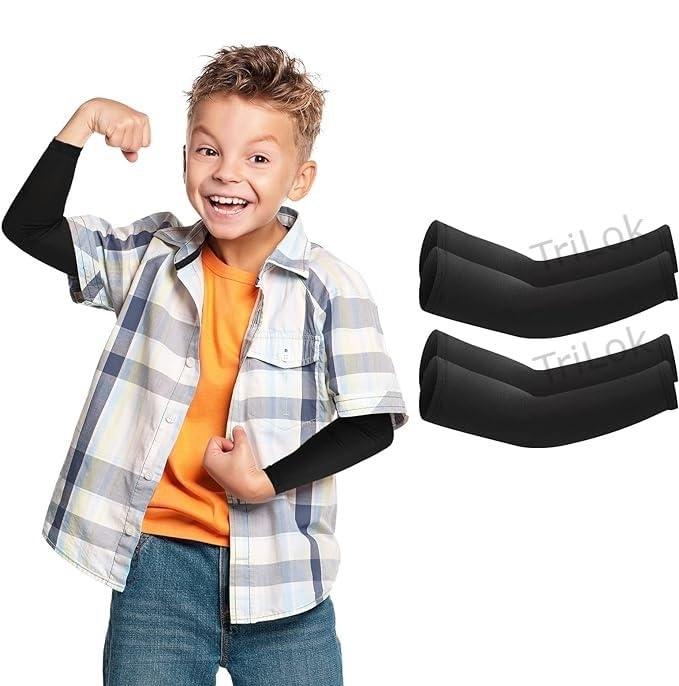 TriLok™ Kids Arm Sleeves - 2 Pairs, Black - UV Protection : Amazon.in ...