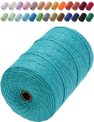 GOHOF Macrame Cord 3mm x 200m Premium Cotton Macrame Rope, 4 Strand ...