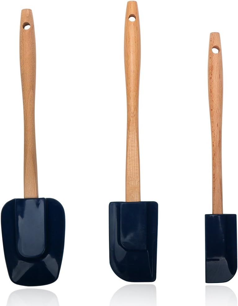 Amazon.com: Silicone Spatula Wooden Handle - Set of 3 Non-Stick Kitchen ...
